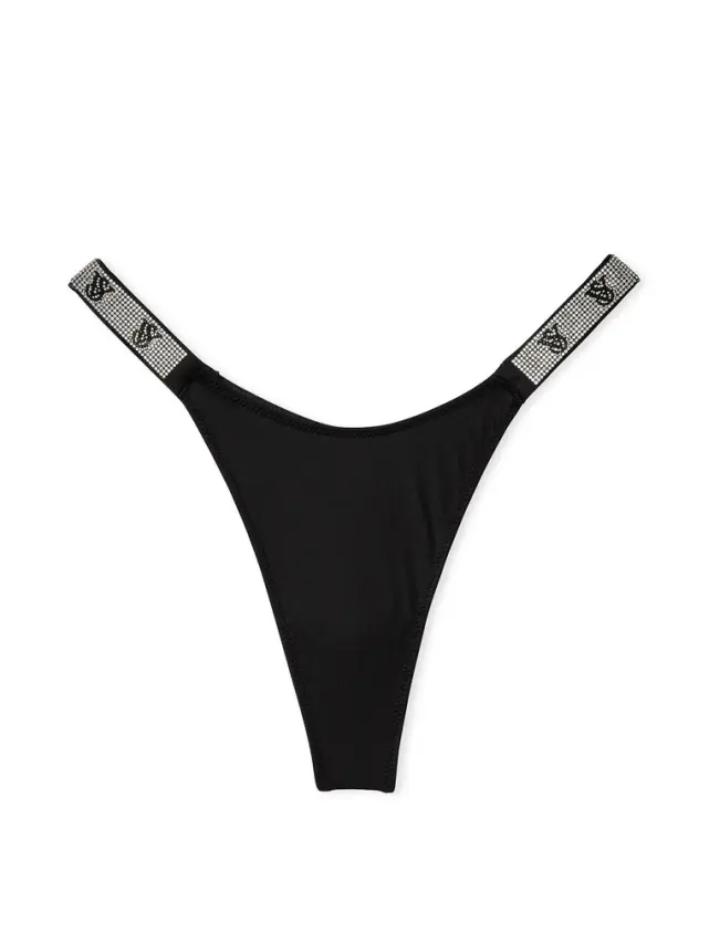 Черные трусики стринги Victoria’s Secret со стразами